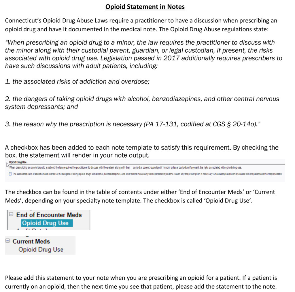 Opioid Statement in Notes - Starling Physicians